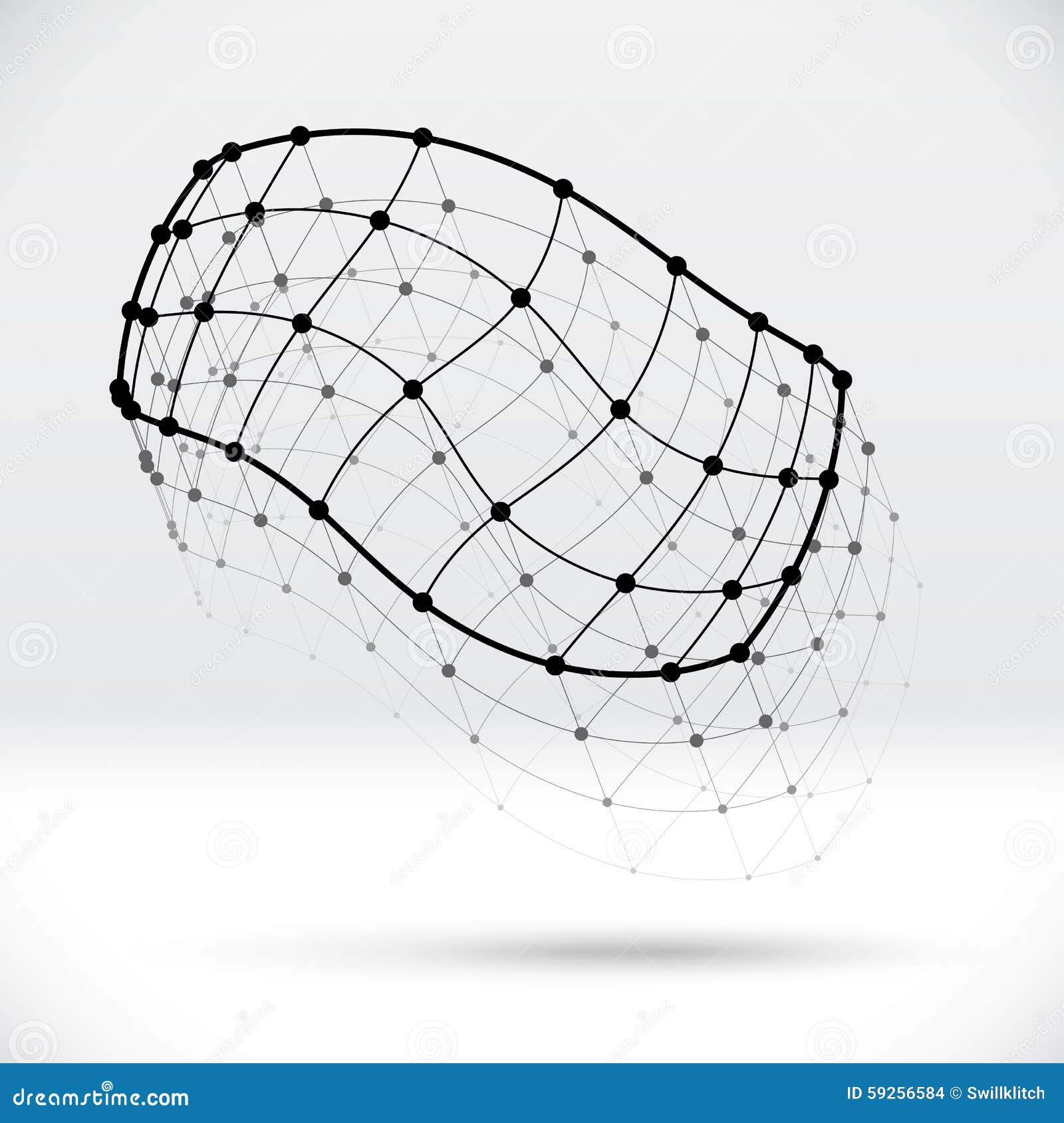 Abstract 3D Wireframe Shape with Connected Stock Vector - Illustration ...