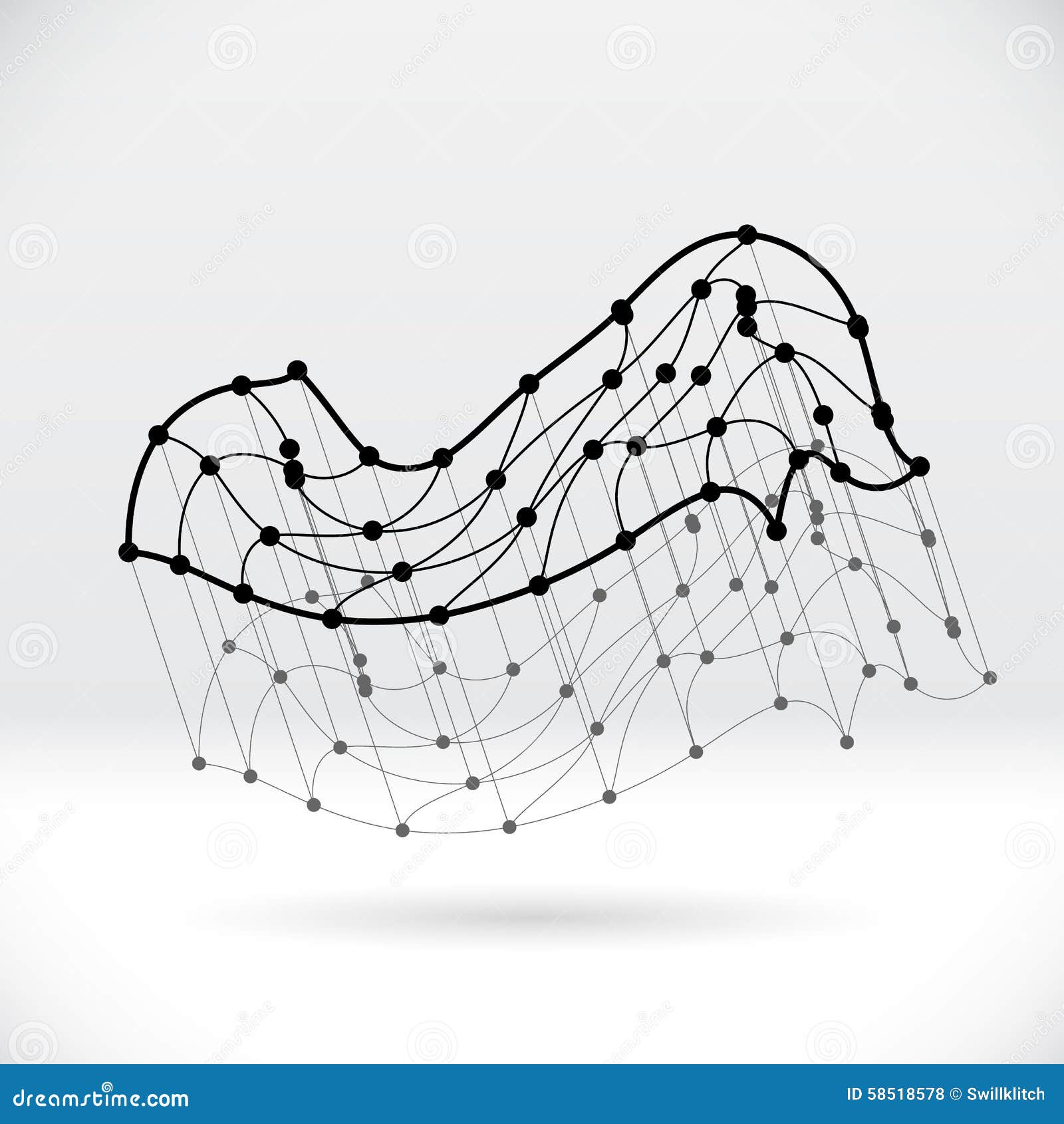 Abstract 3D Wireframe Shape with Connected Stock Vector - Illustration ...