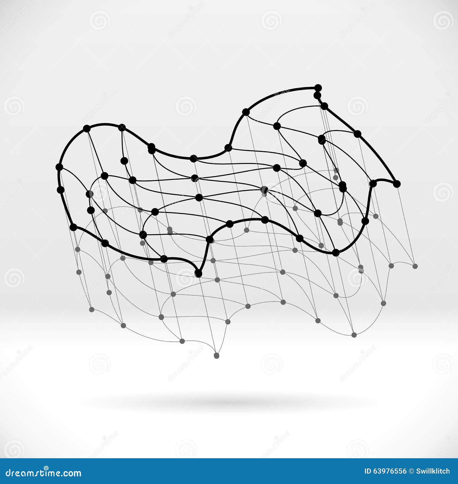Abstract 3D Wireframe Shape With Connected Structure Vector ...