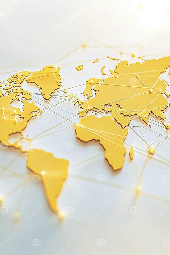 An Abstract 3D World Map with Interconnected Nodes and Glowing GIS ...