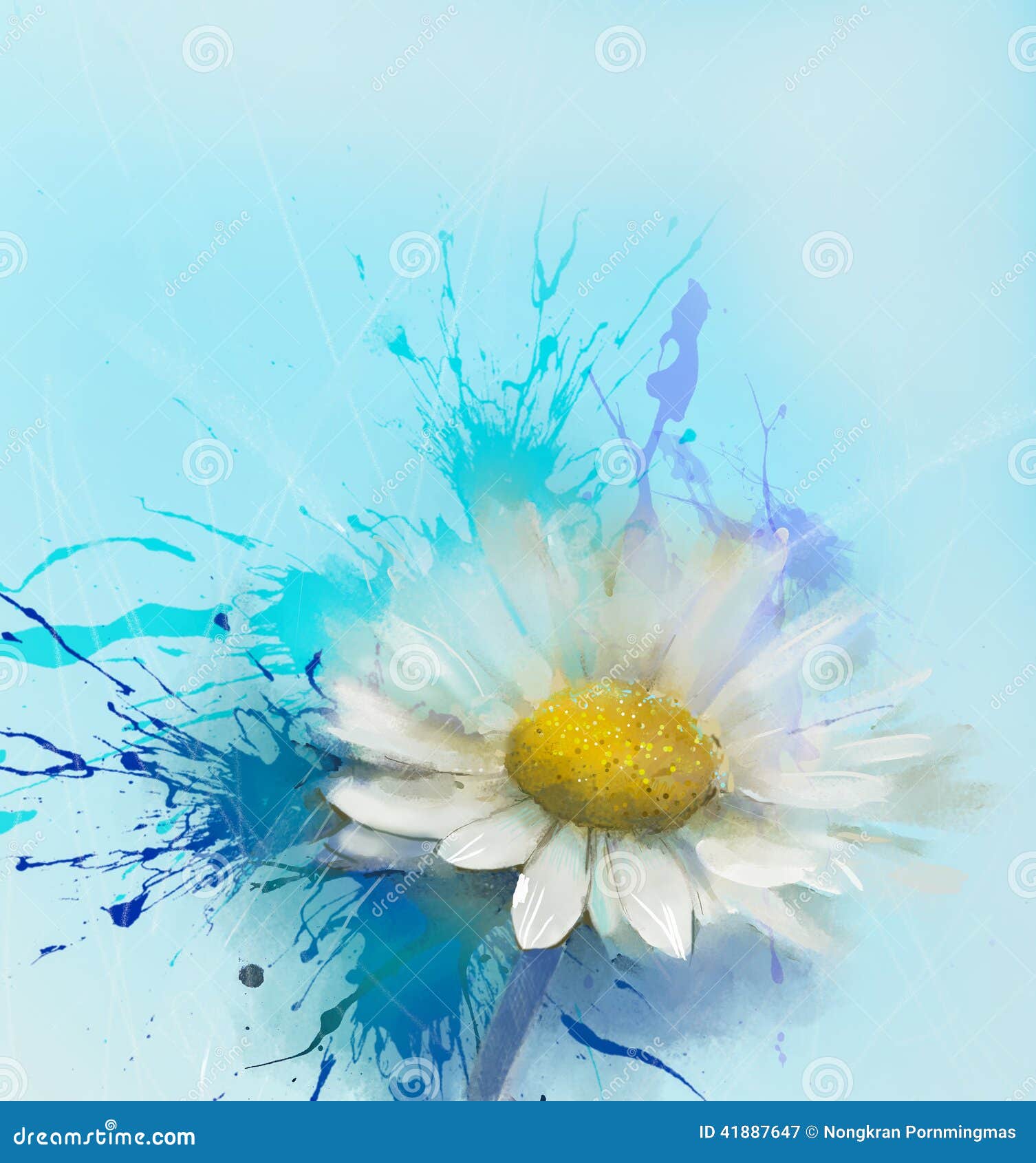 Abstract Daisy Flower Painting. Stock Illustration - Illustration of ...