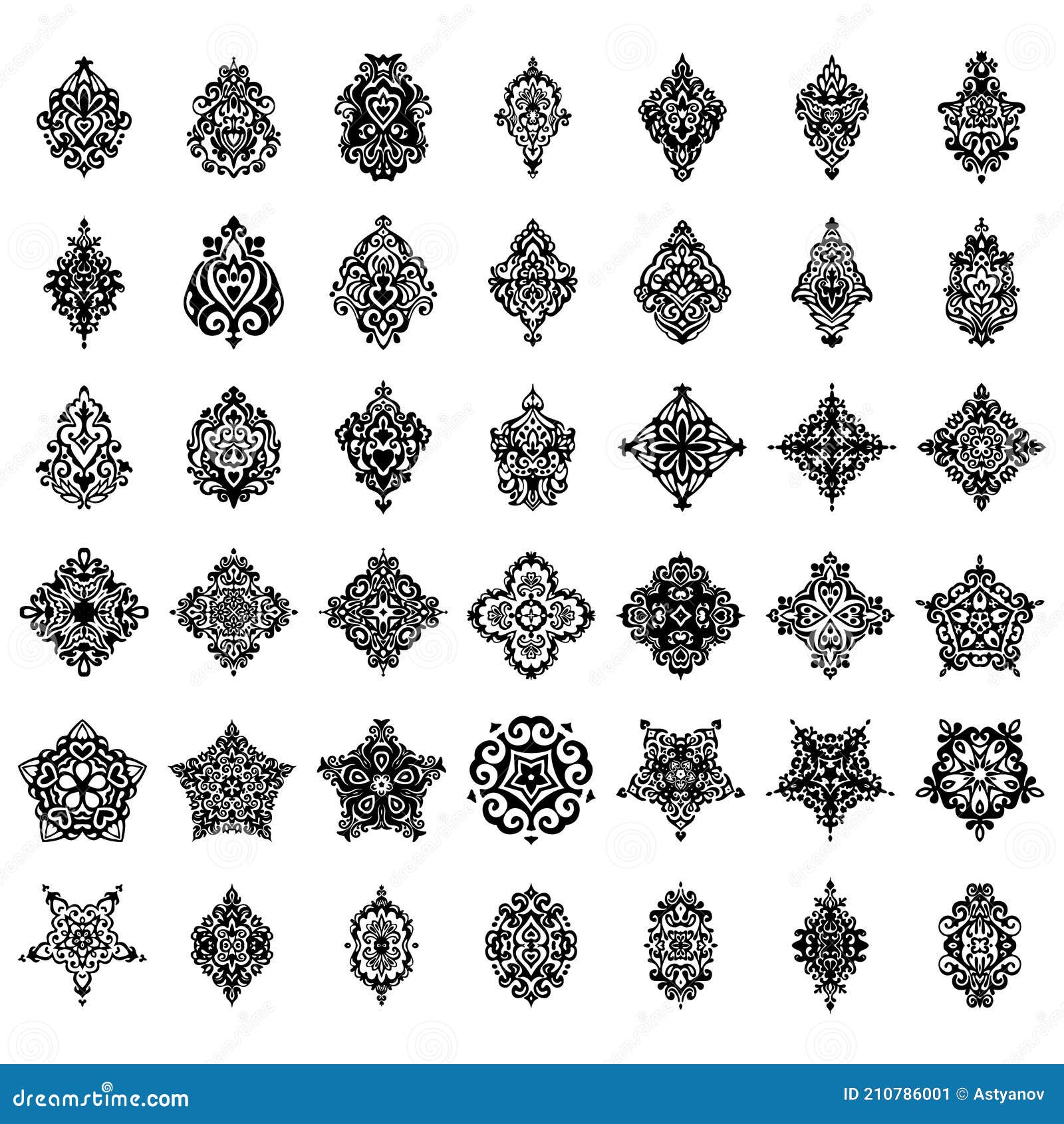 Abstract Damask Emblem Set for Design Use. Vector Illustration Stock ...