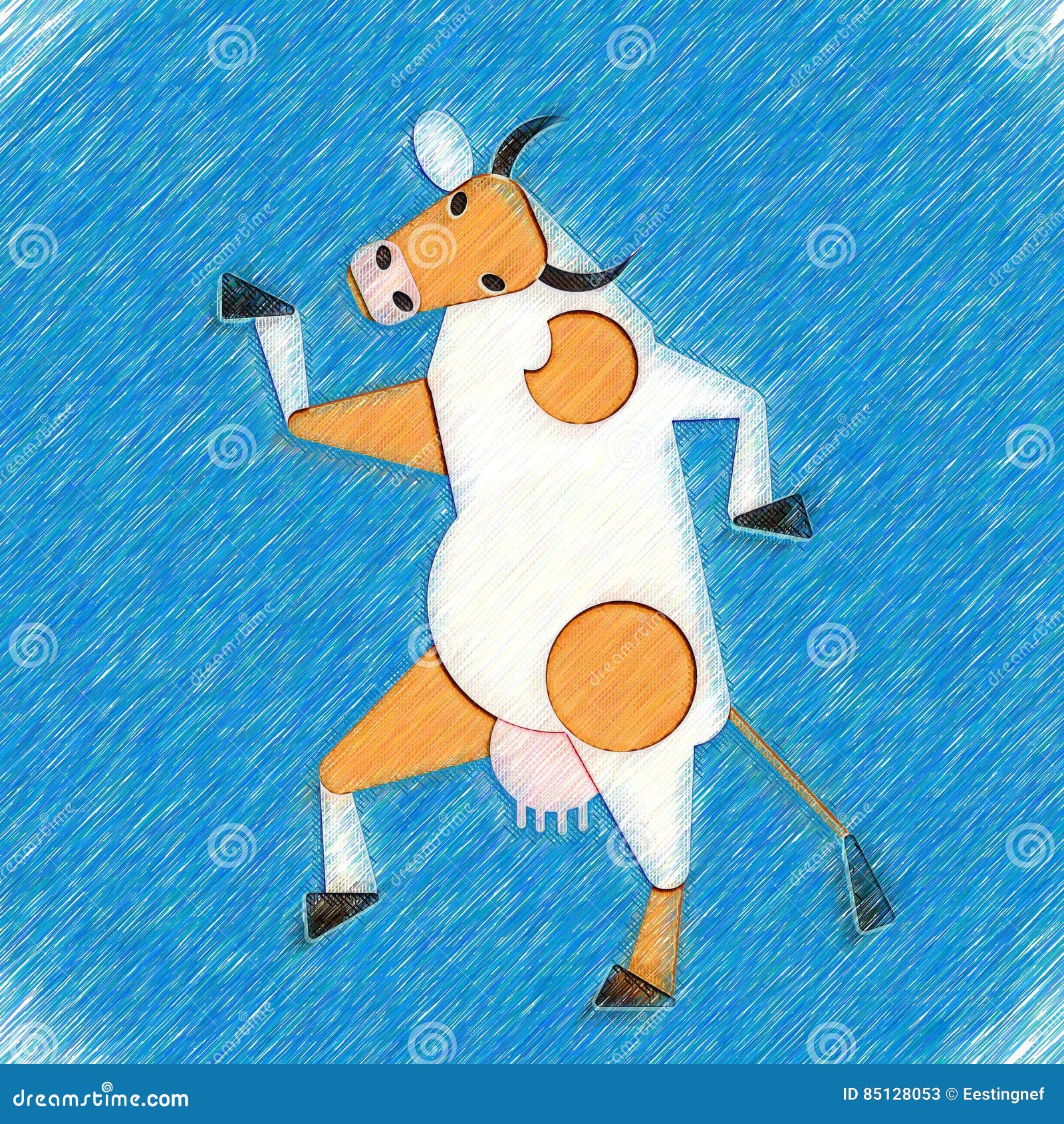 Abstract Dancing Cow. Drawing Style Stock Illustration - Illustration ...