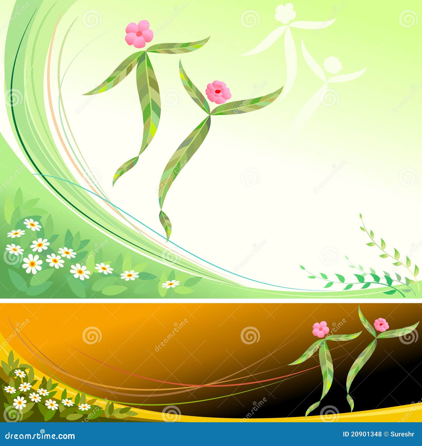 Abstract Dancing Flower and Leaves - Vector Stock Vector - Illustration ...