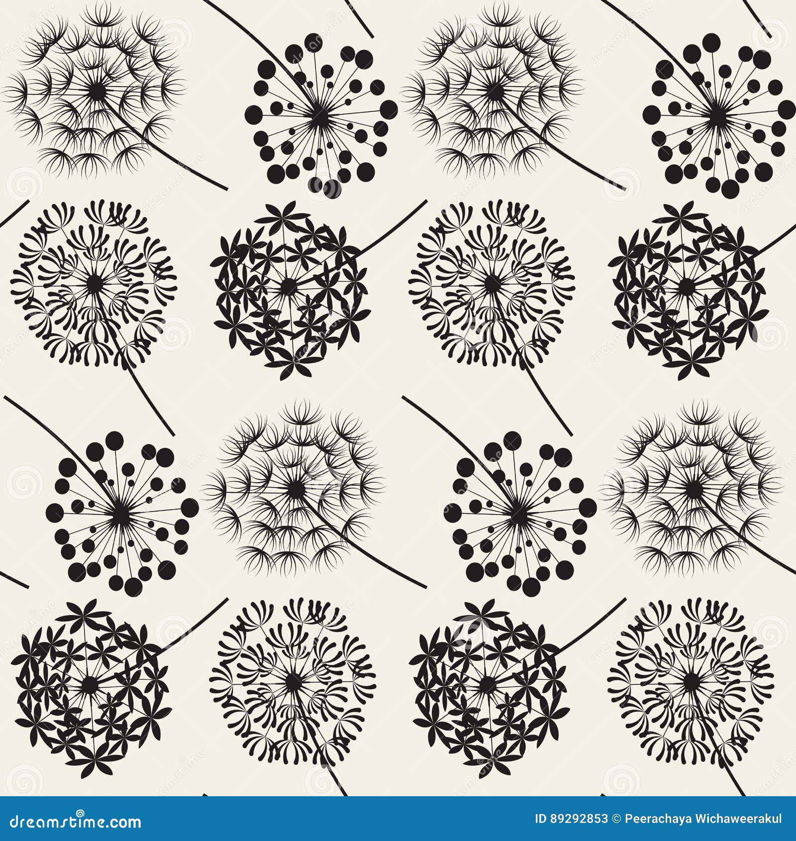 Abstract Dandelions Seamless Patterns Stock Vector - Illustration of decorate, decorative: 89292853