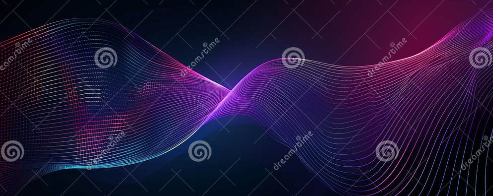 Abstract Dark Background With Colorful Flowing Lines Creating A Dynamic Wave Pattern Stock Image