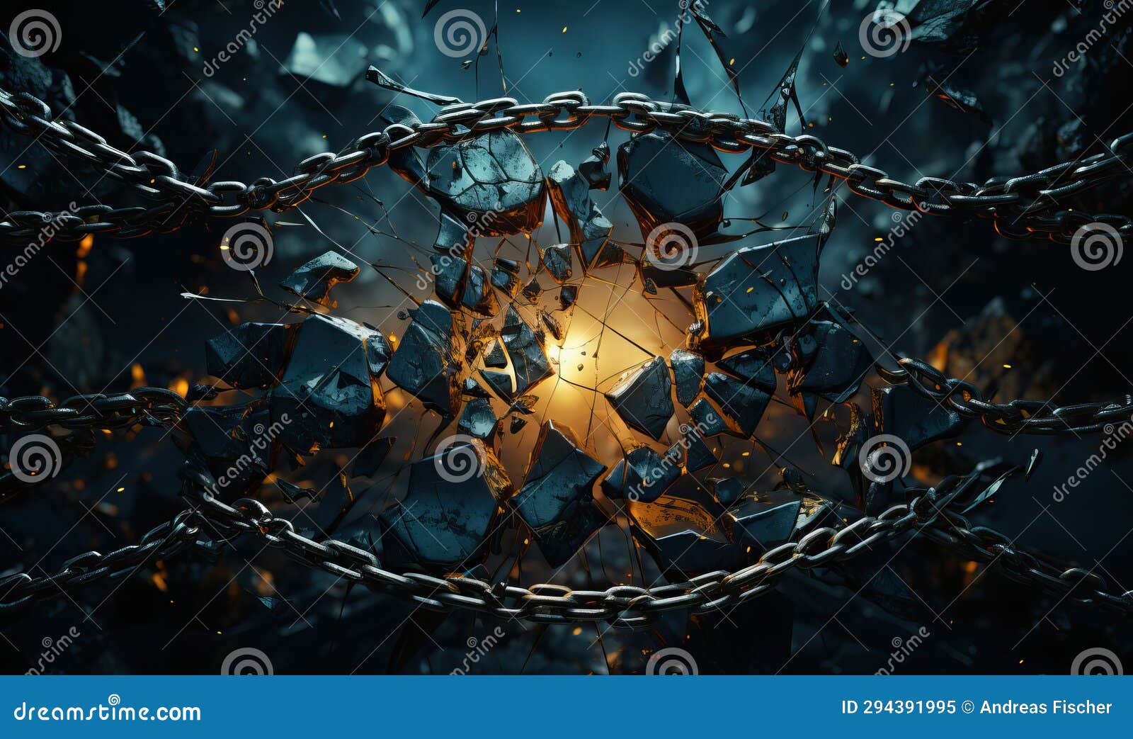 Abstract Dark Background, Connection of Metal Chain Links. Stock Image ...