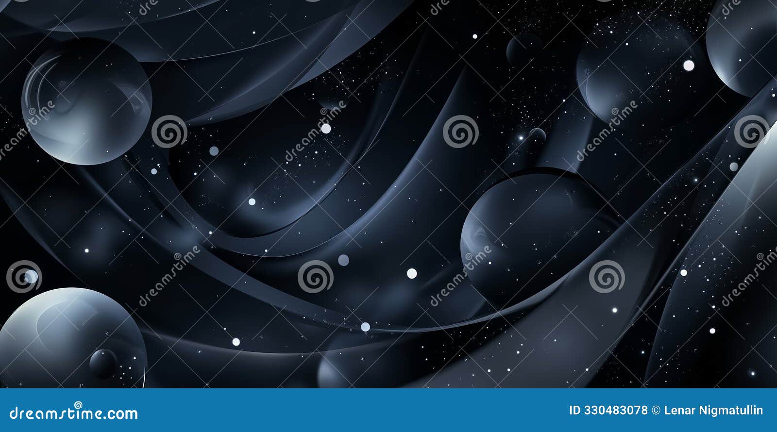 Abstract Dark Background Depicting Planets and Stars in Outer Space Stock Illustration ...