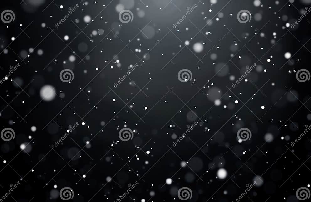 Abstract Dark Background with Falling White Particles. Floating Snow ...