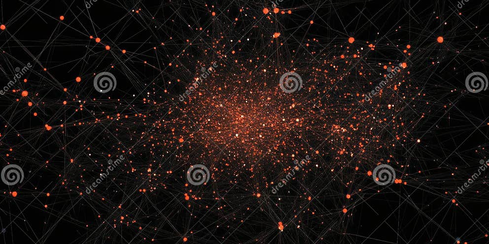 Abstract Dark Background with Illuminated Nodes Representing Data Connections Stock Illustration ...