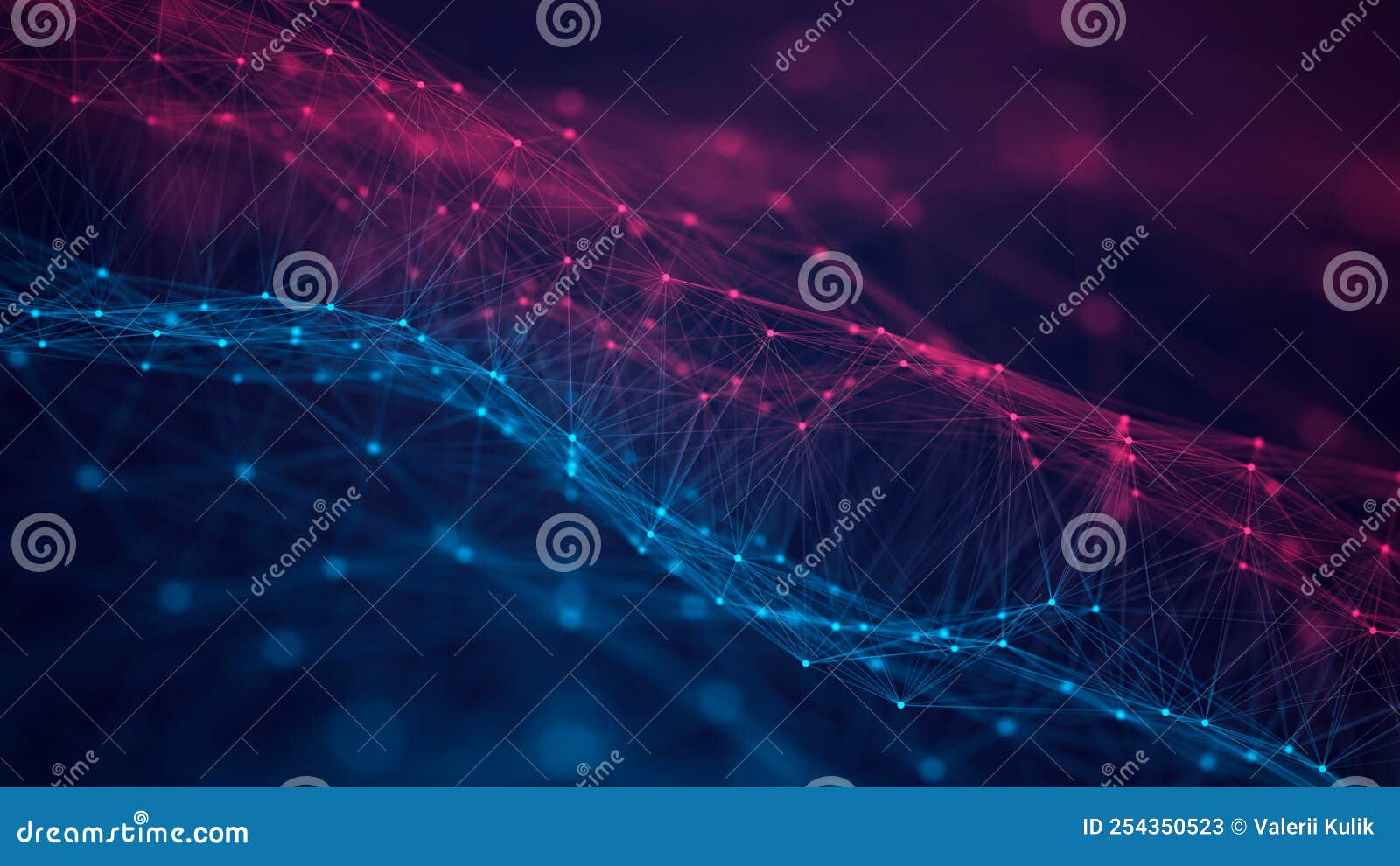 Abstract Dark Background with Moving Lines and Dots. Data Transmission ...