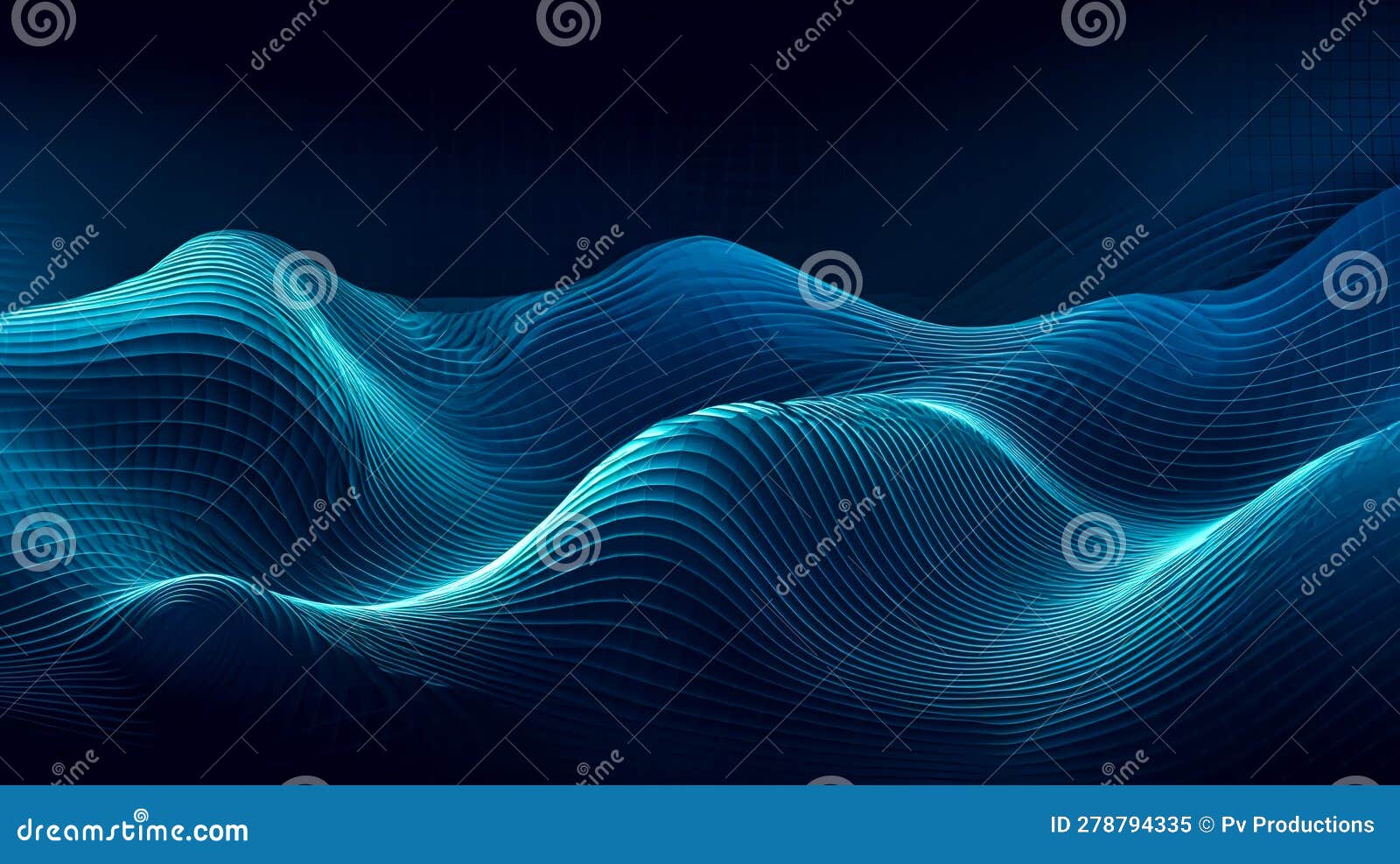 Abstract Dark Background with Smooth Blue Lines, Generative AI. Stock ...