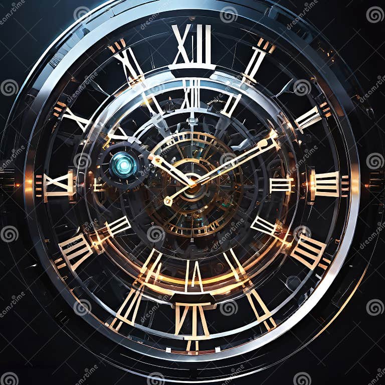 Abstract Dark Background on the Theme of Technology, Symbolizing the Operation of Clocks and ...