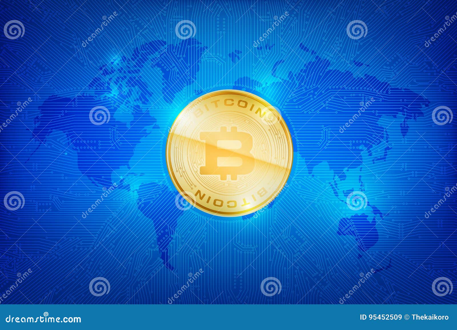 Abstract Dark Blue Background Bitcoin Concept with Print Circuit Stock ...