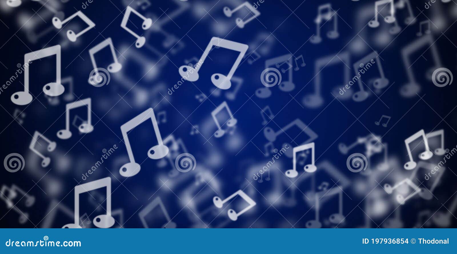 Abstract Dark Blue Background with Flying Music Notes Stock ...