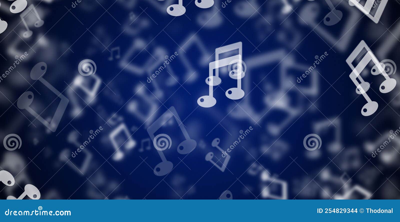 Abstract Dark Blue Background with Flying Music Notes Stock ...
