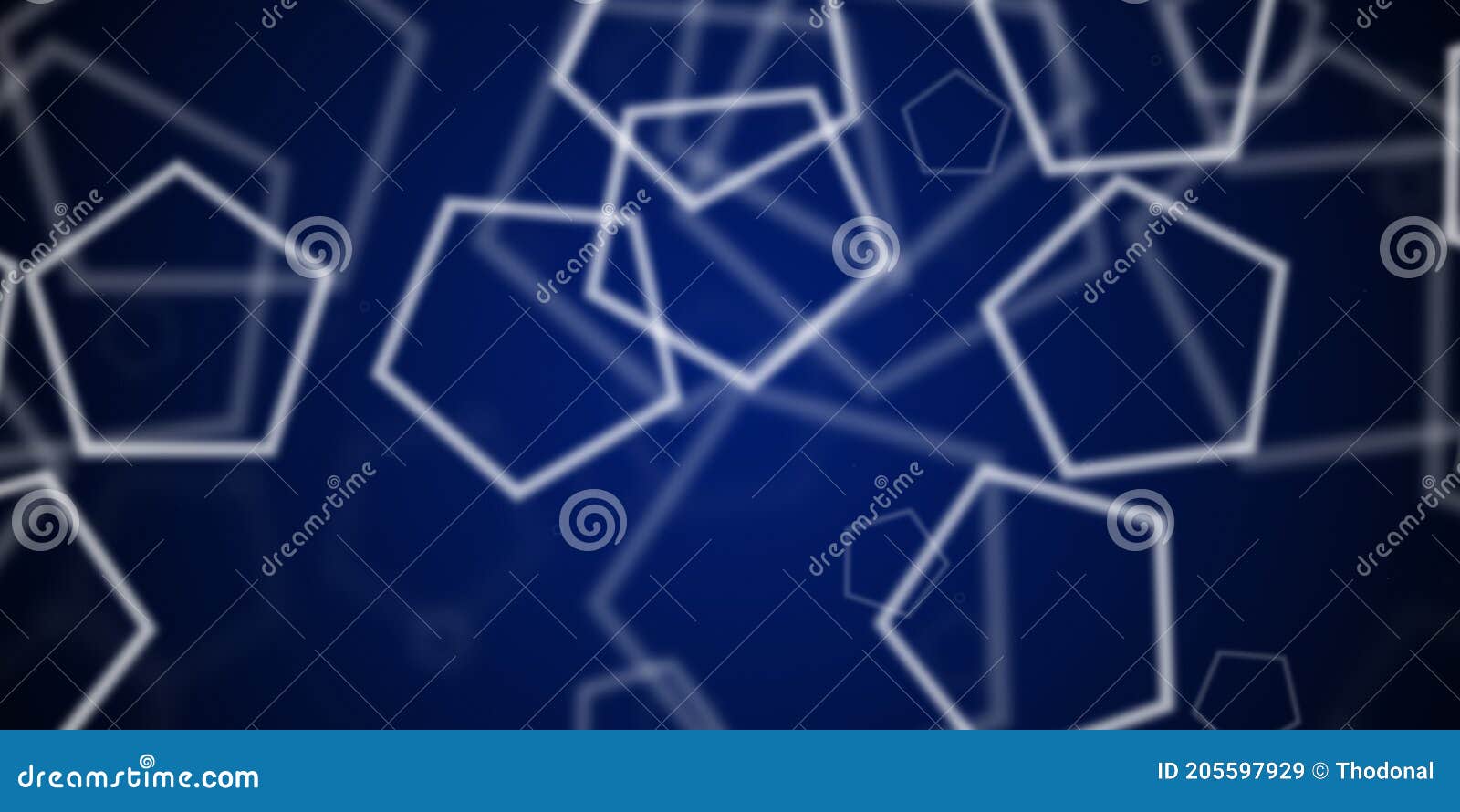 Abstract Dark Blue Background with Flying Pentagonal Shapes Stock ...