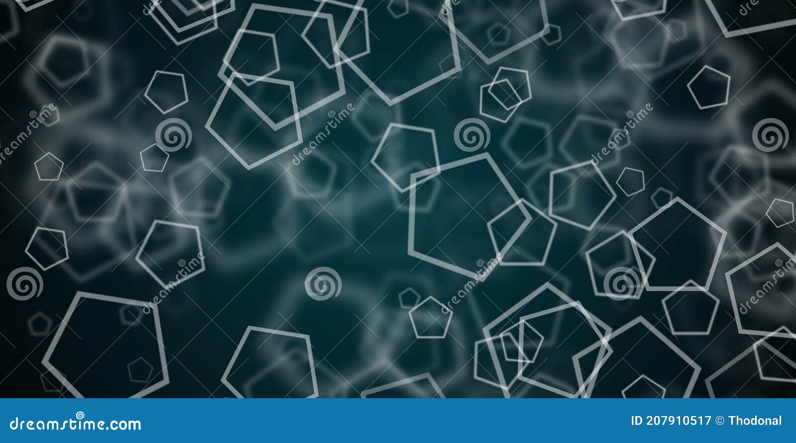 Abstract Dark Blue Background with Flying Pentagonal Shapes Stock ...