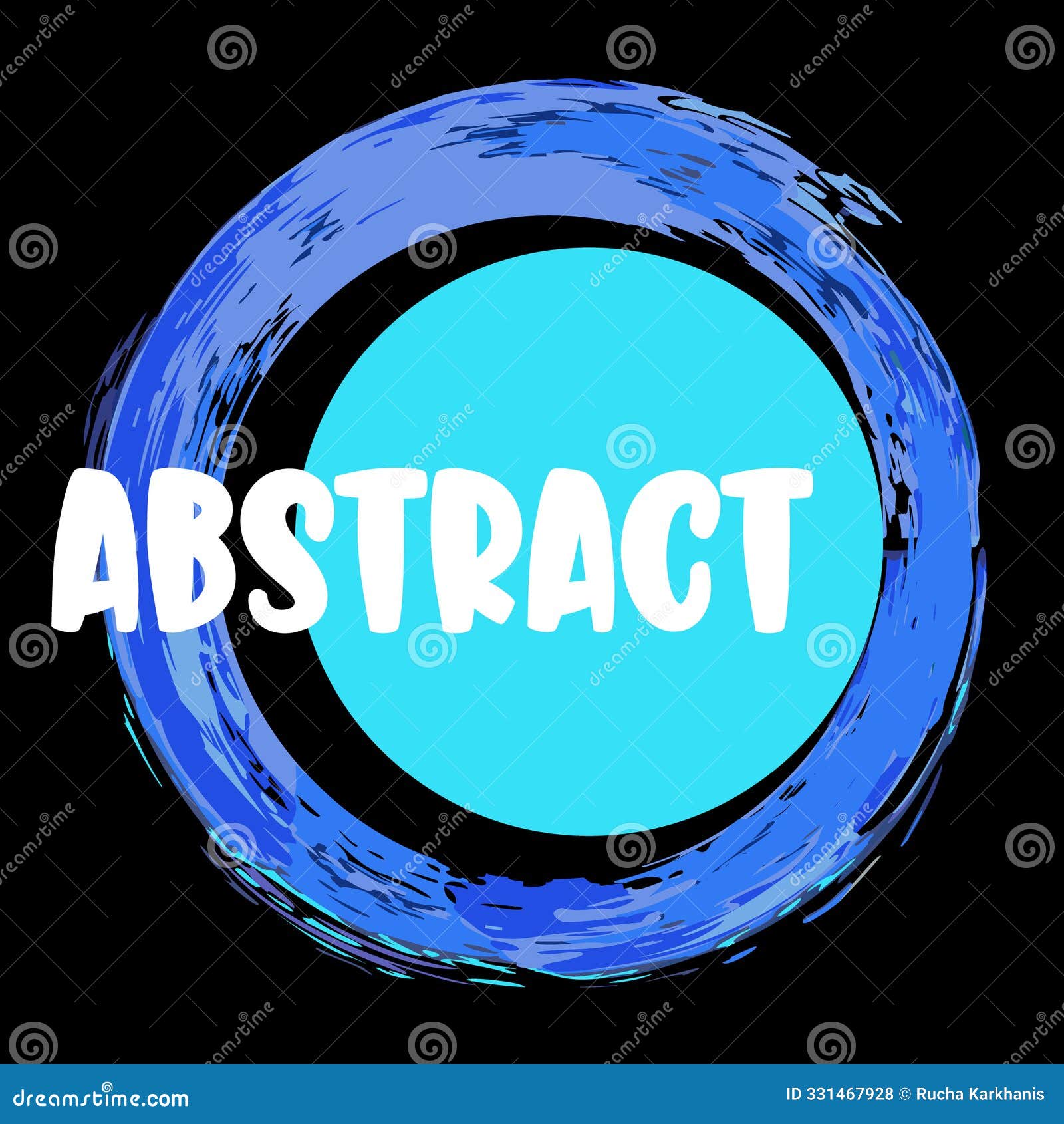 Abstract Dark Blue Circle on Dark Black Background Stock Illustration ...