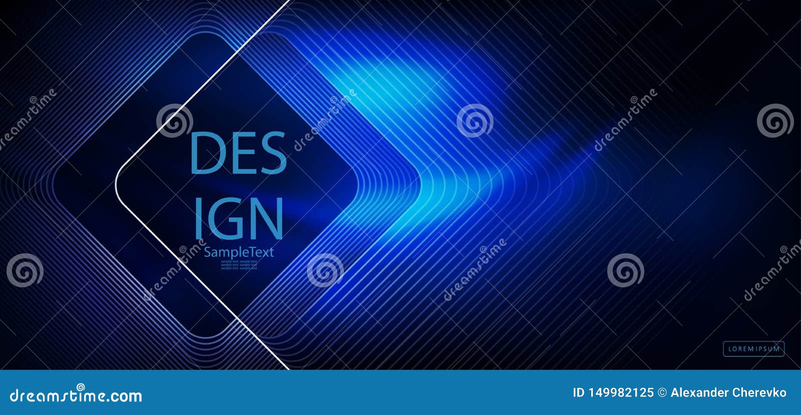 Abstract Dark Blue Design with a Square Frame of Thin Lines Stock ...