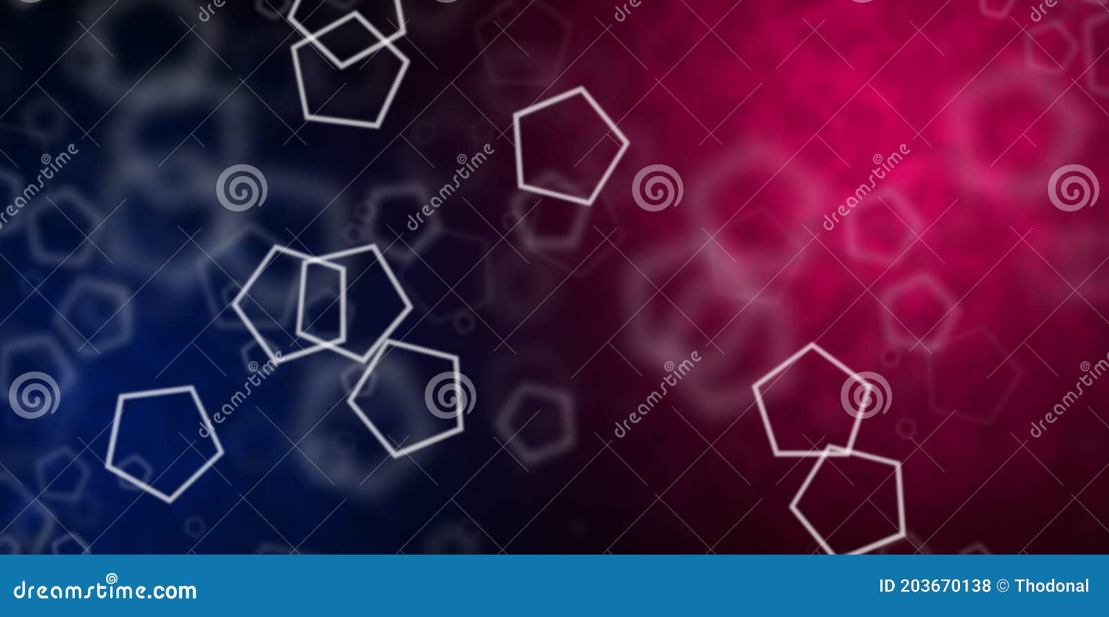 Abstract Dark Blue and Magenta Background with Flying Pentagonal Shapes ...