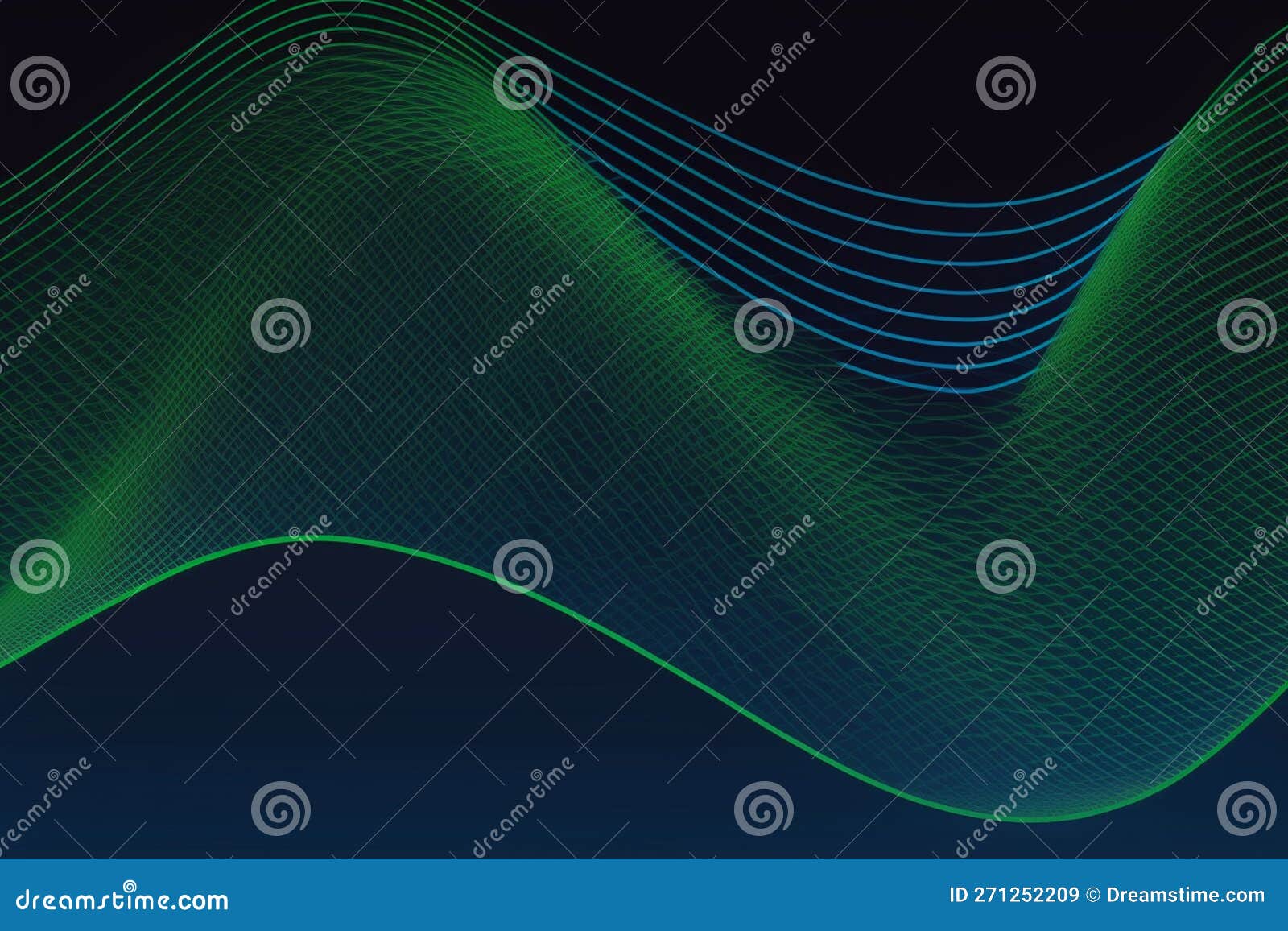 Abstract Dark Blue Mesh Gradient with Glowing Green Curve Line ...