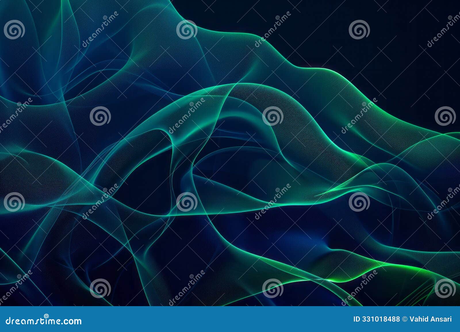 Abstract Dark Blue Mesh Gradient with Glowing Green Curve Lines Pattern ...