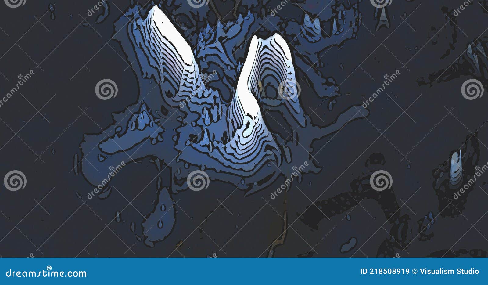 Abstract Dark Blue Psychedelic Striped Hypnotic Pattern with Dynamic ...