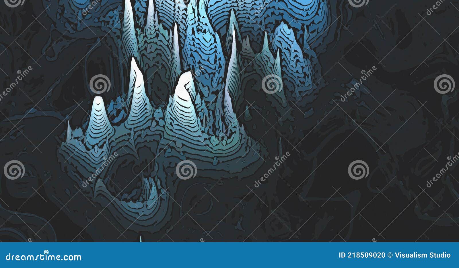 Abstract Dark Blue Psychedelic Striped Hypnotic Pattern with Dynamic ...