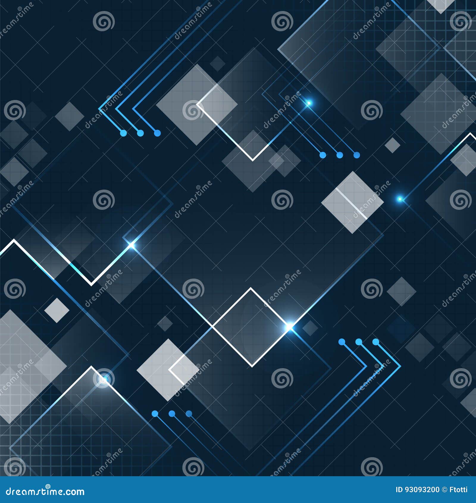 Abstract Dark Blue Square Technology Futuristic Background with Glitter ...