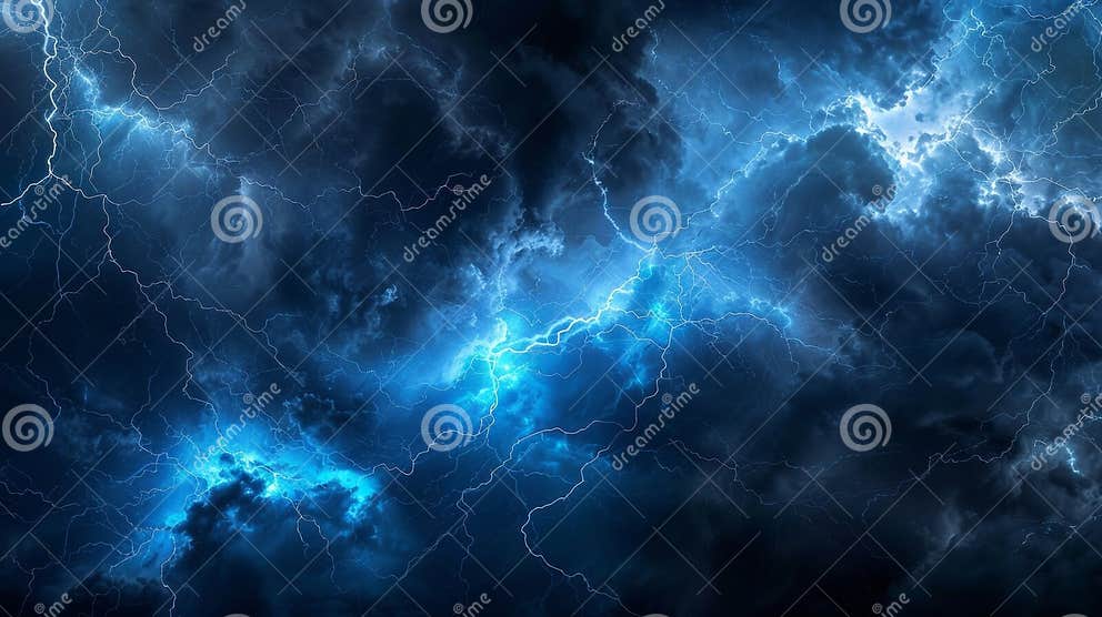 Abstract Dark Blue Stormy Sky with Lightning Stock Illustration ...