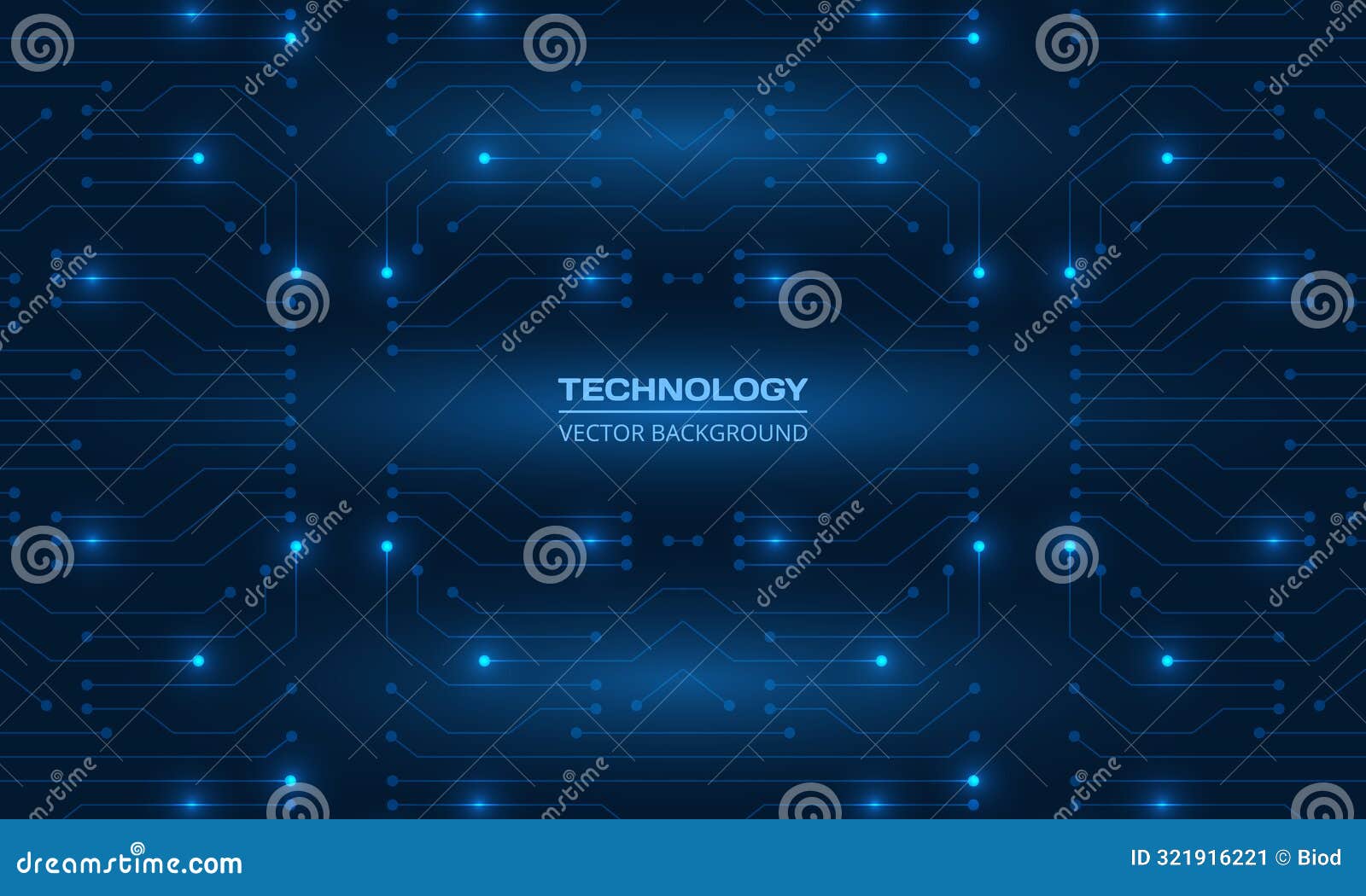 Abstract Dark Blue Technology Background with Circuit Board and Glowing ...