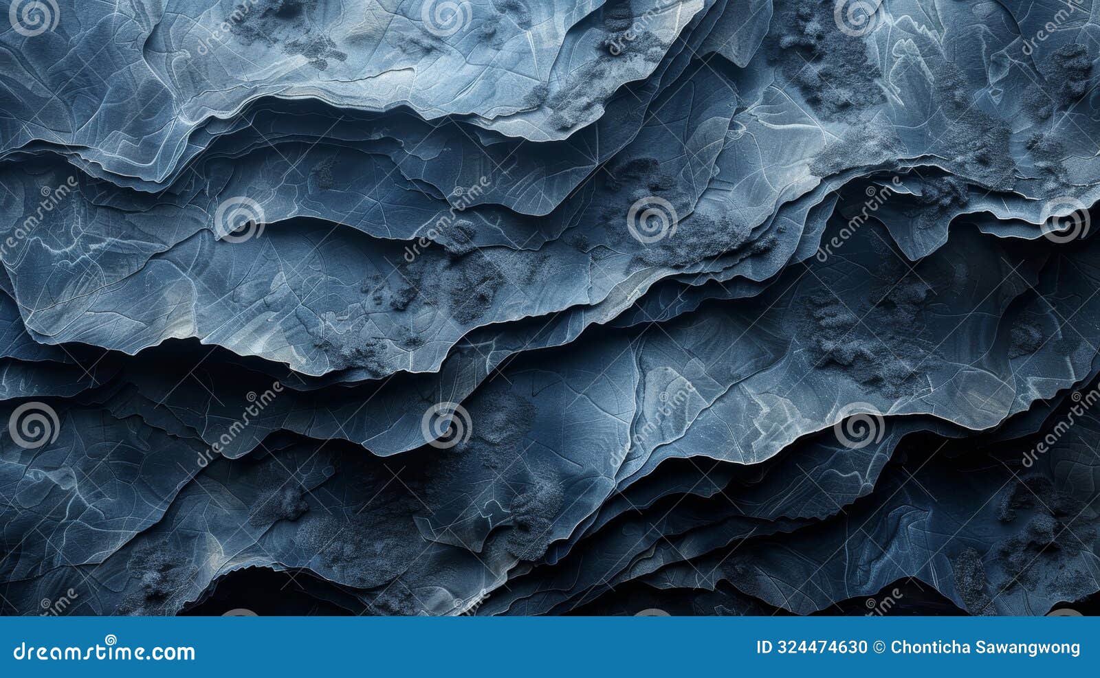 Abstract Dark Blue Textured Layers Resembling Waves, Creating a Moody ...