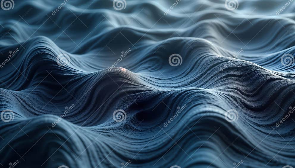 Abstract Dark Blue Waves Form Flowing Patterns. Dynamic Textures Mimic ...