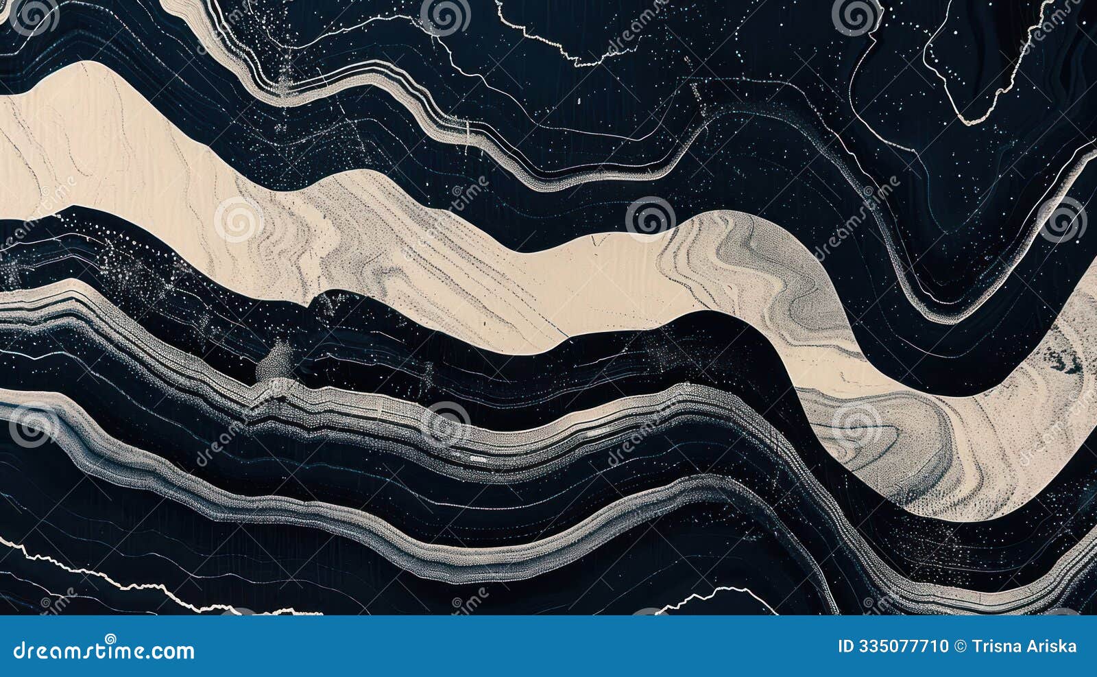 Abstract Dark Blue and White Wavy Pattern with Intricate Lines and ...