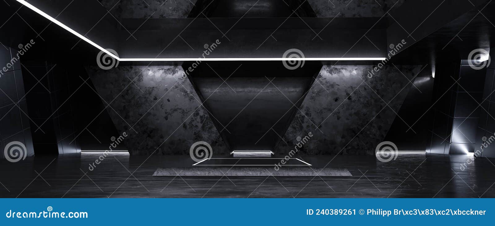 Abstract Dark Concrete Basement Hall Background Backdrop with Metal and ...