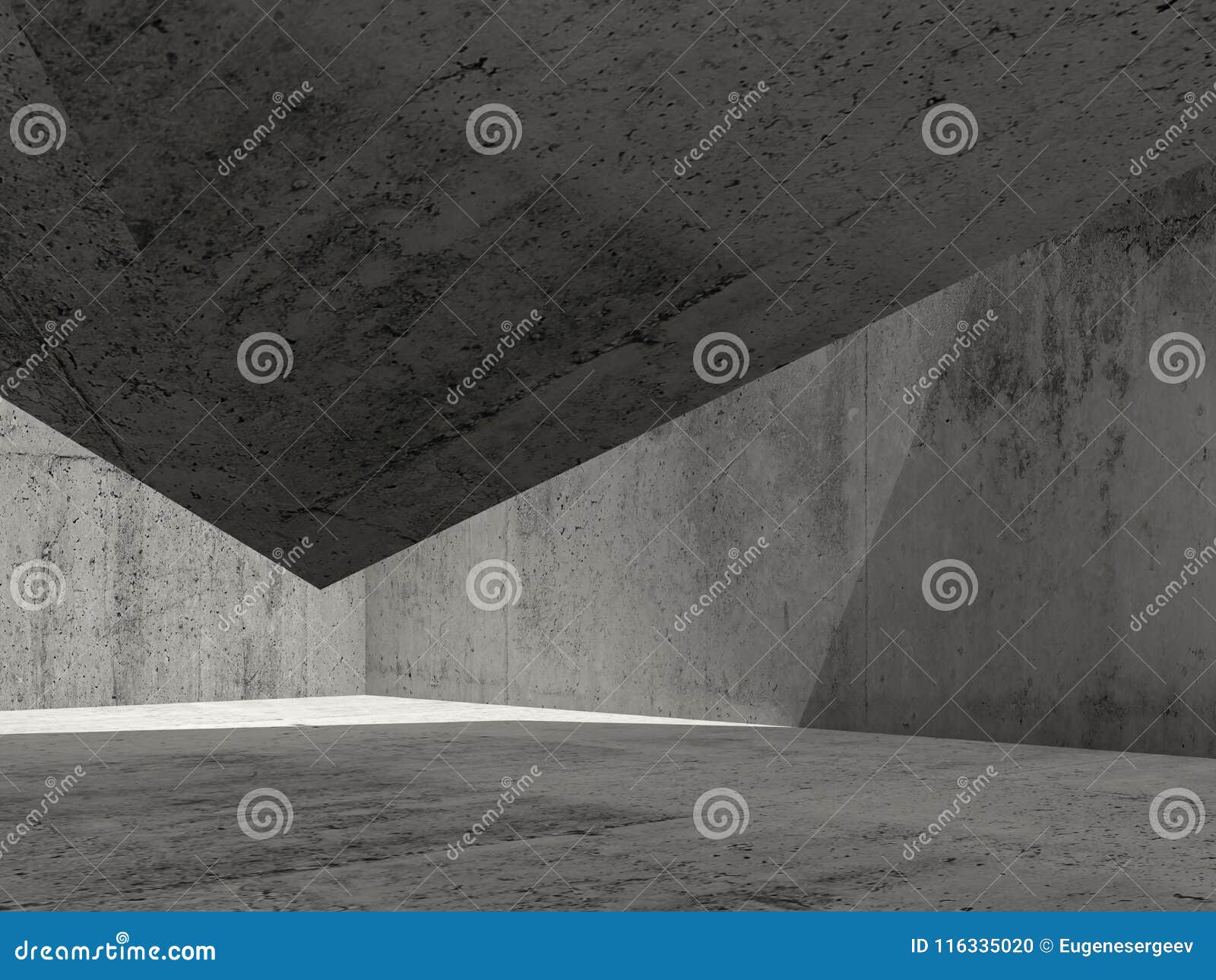 Abstract Dark Concrete Interior, 3d Render Stock Illustration ...