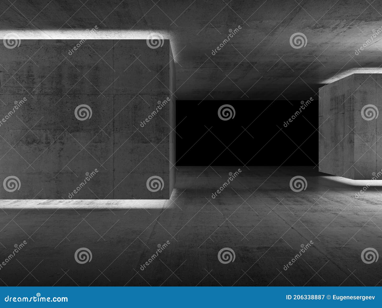 Abstract Dark Concrete Interior Background, Open Space Stock ...
