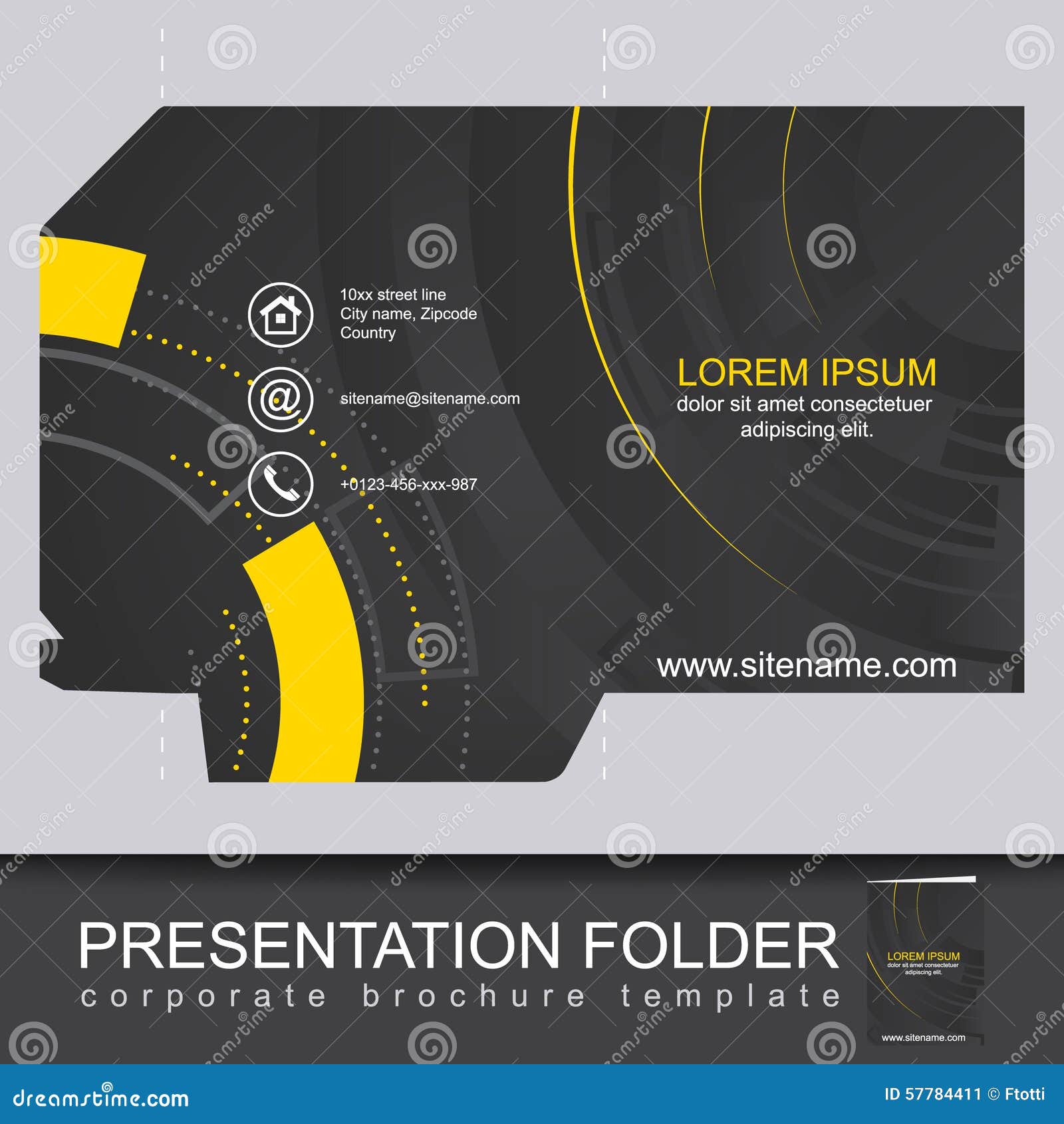 Abstract Dark Corporate Folder with Die Cut, Technology Pattern Stock ...