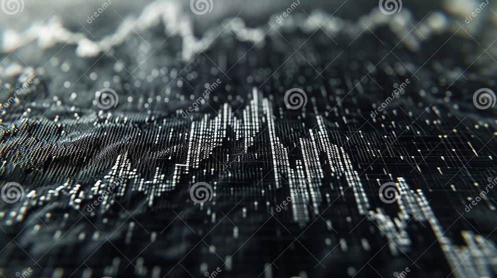 Abstract Dark Data Visualization with Glowing White Spikes Stock ...
