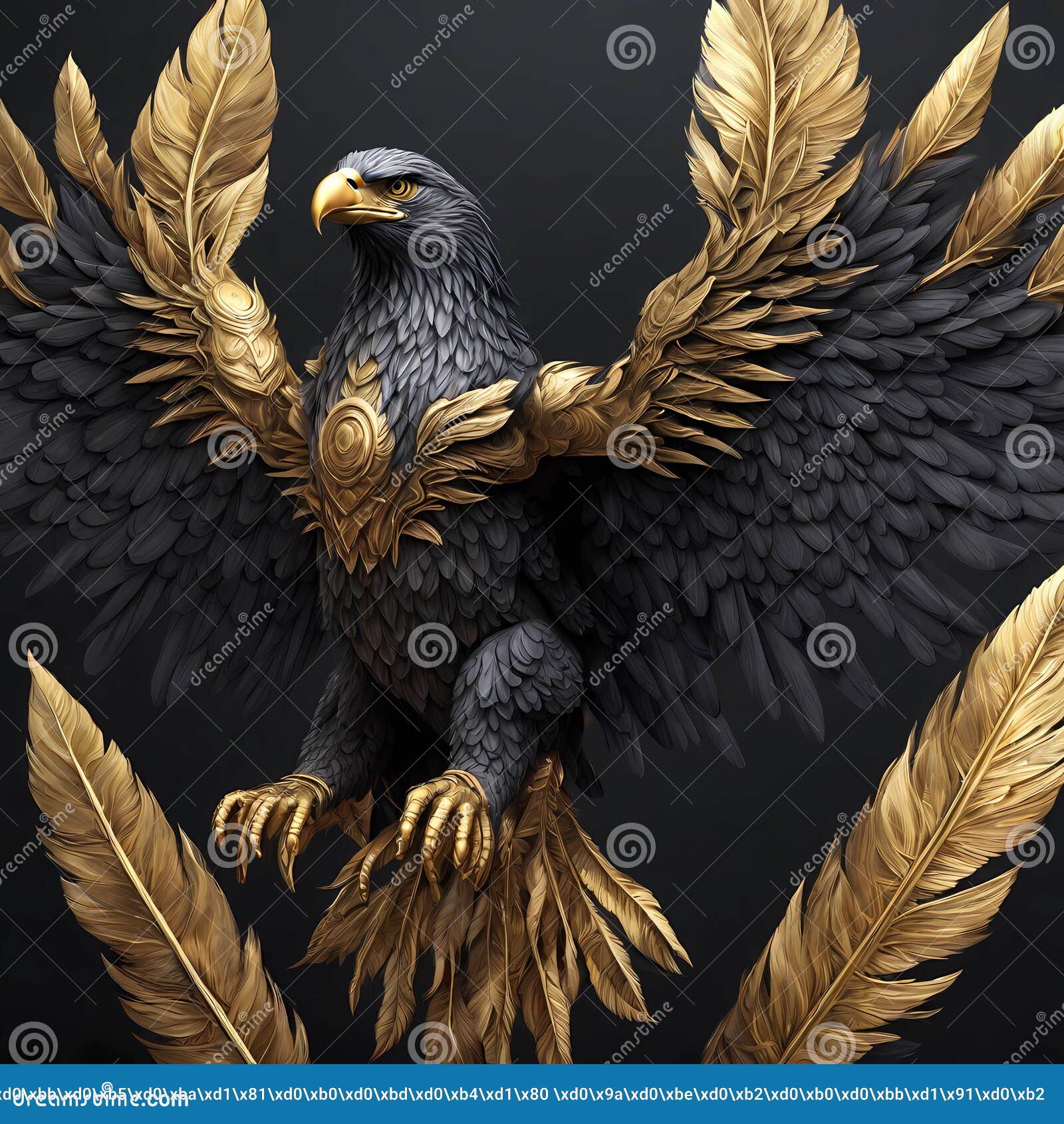 Abstract Dark Eagle with Golden Feathers Stock Image - Image of golden ...