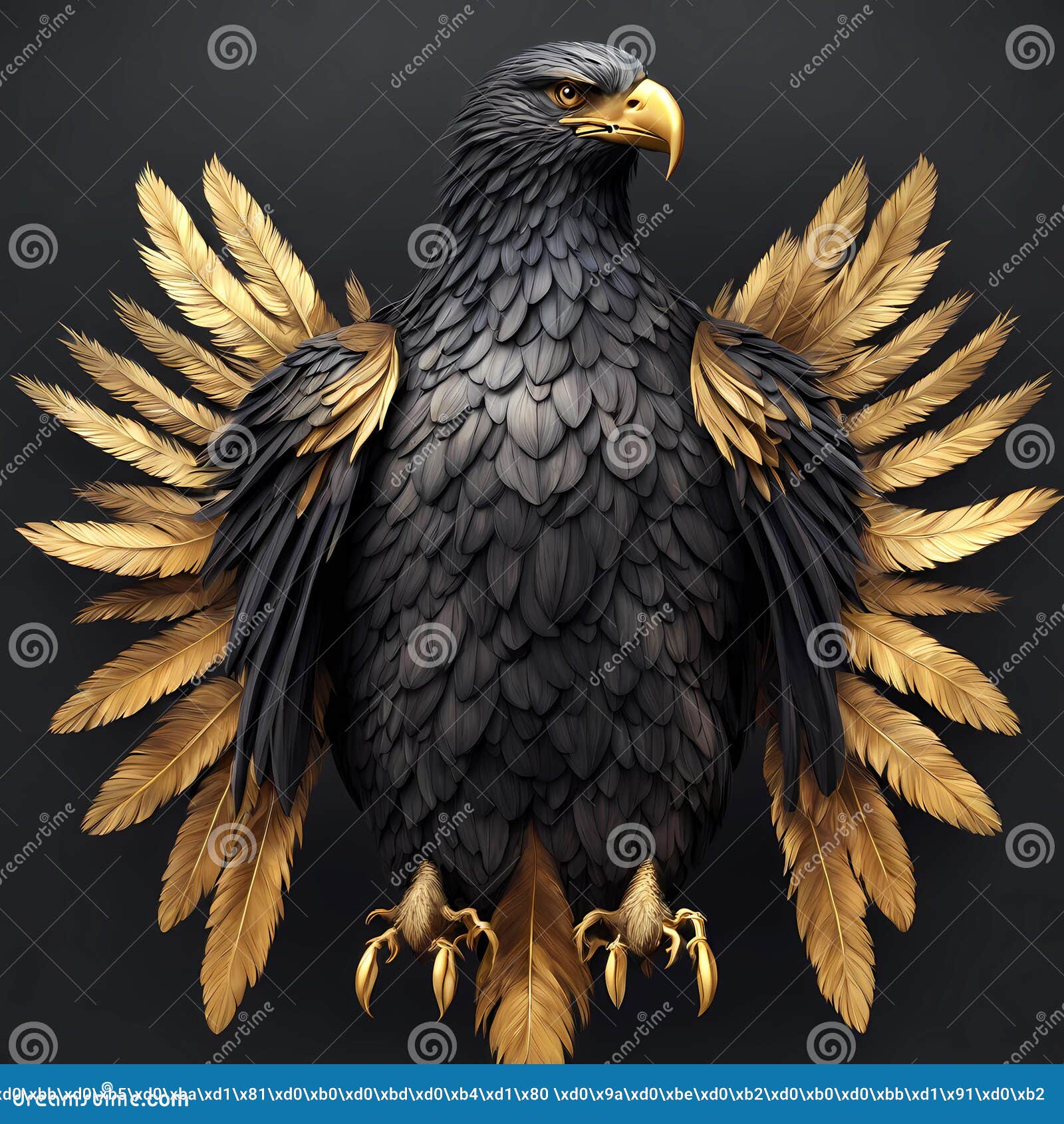 Abstract Dark Eagle with Golden Feathers Stock Image - Image of dark ...