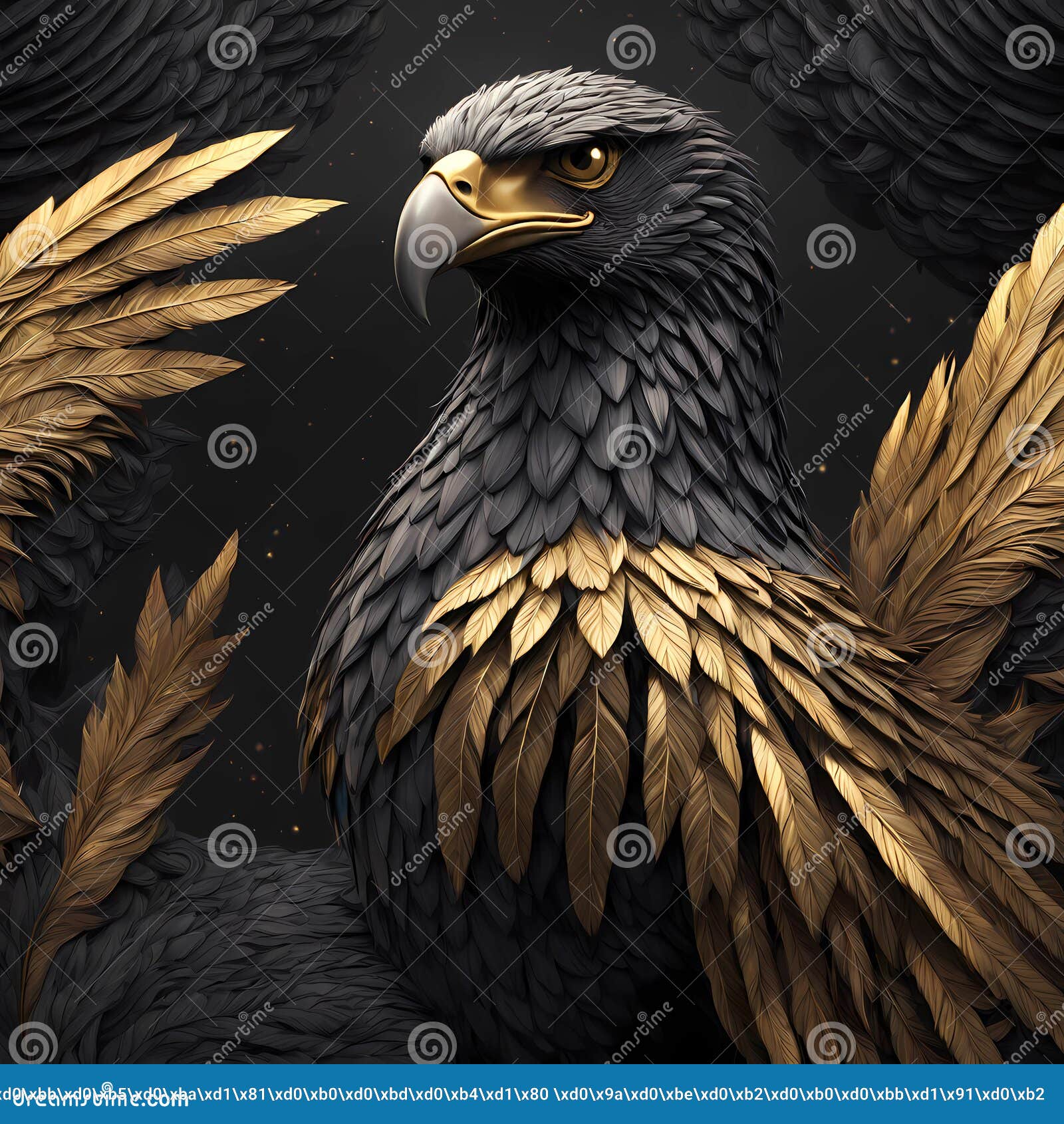 Abstract Dark Eagle with Golden Feathers Stock Illustration ...