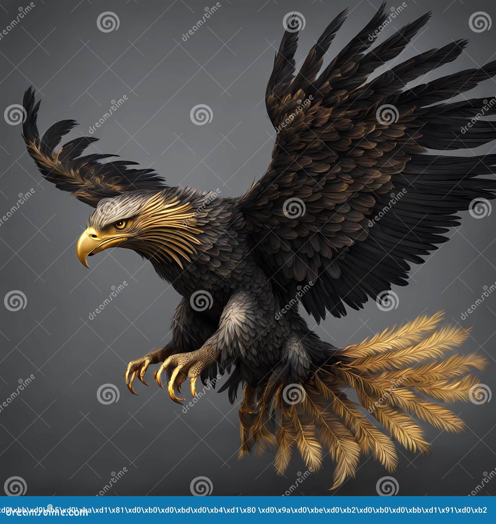 Abstract Dark Eagle with Golden Feathers Stock Photo - Image of concept ...