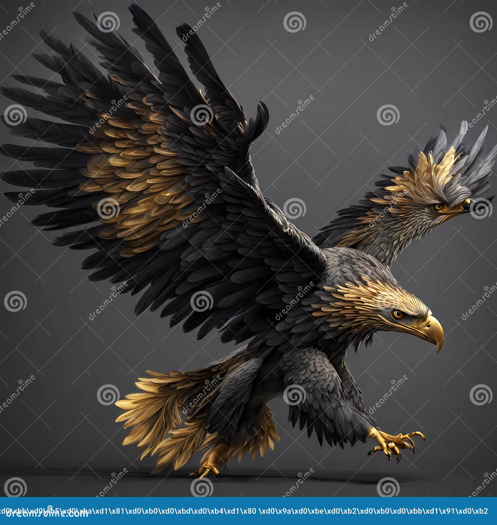 Abstract Dark Eagle with Golden Feathers Stock Image - Image of bird ...