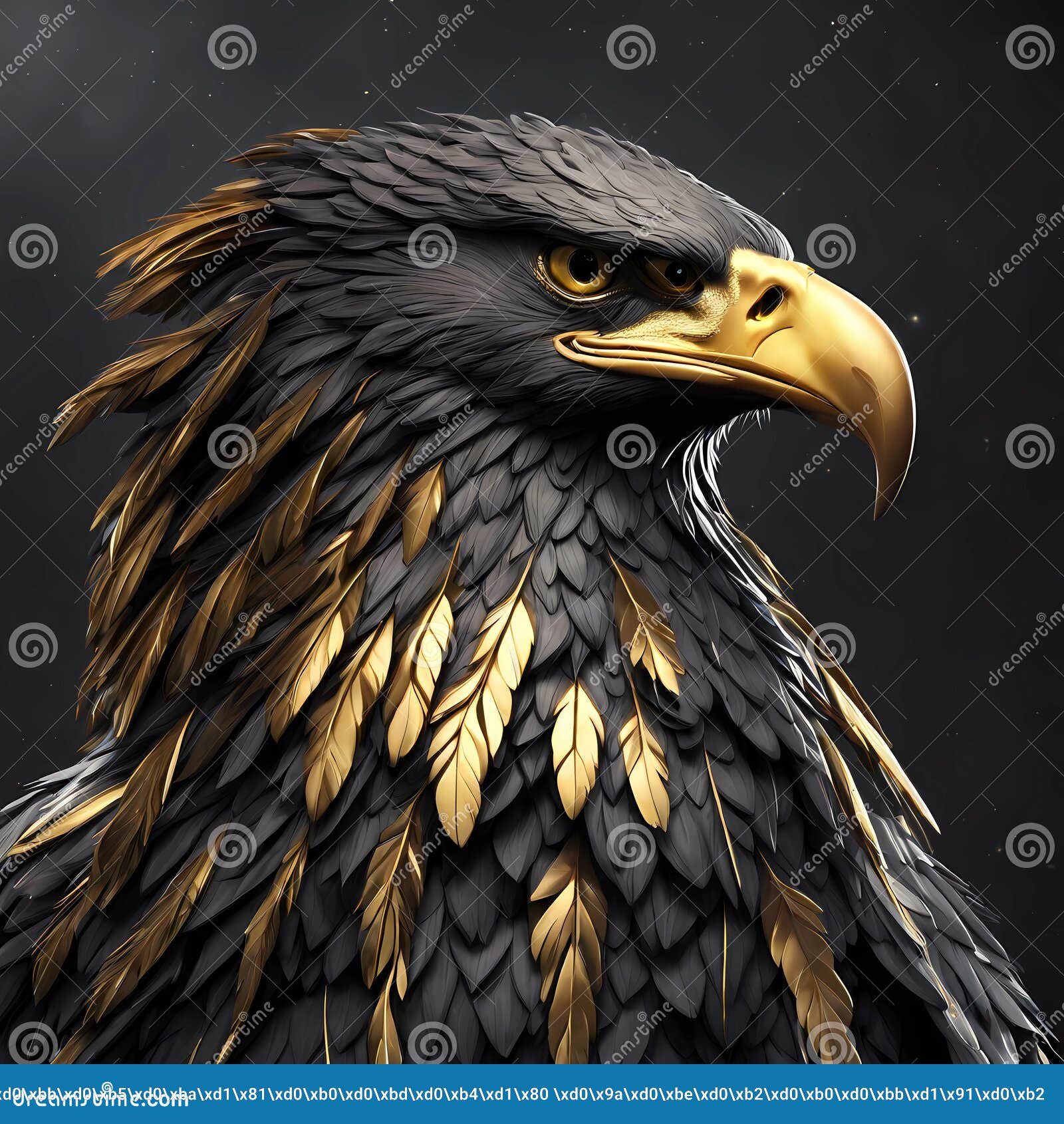 Abstract Dark Eagle with Golden Feathers Stock Photo - Image of bird ...