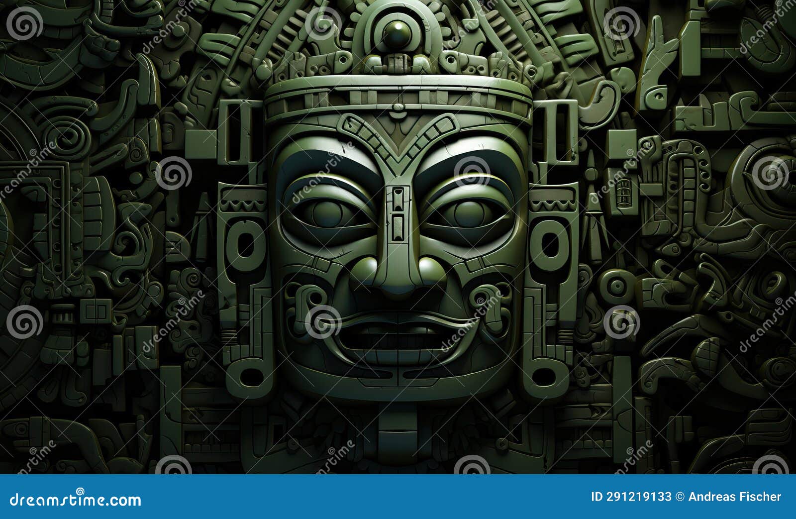 Abstract Dark Green Background in Aztec Style. Stock Image - Image of ...