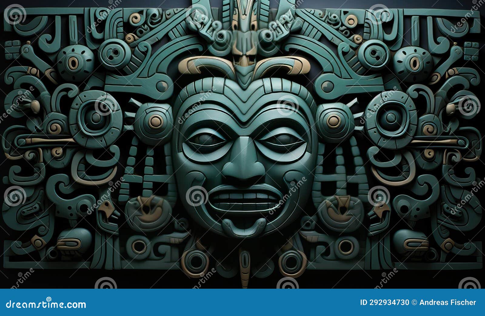 Abstract Dark Green Background in Aztec Style. Stock Photo - Image of ...