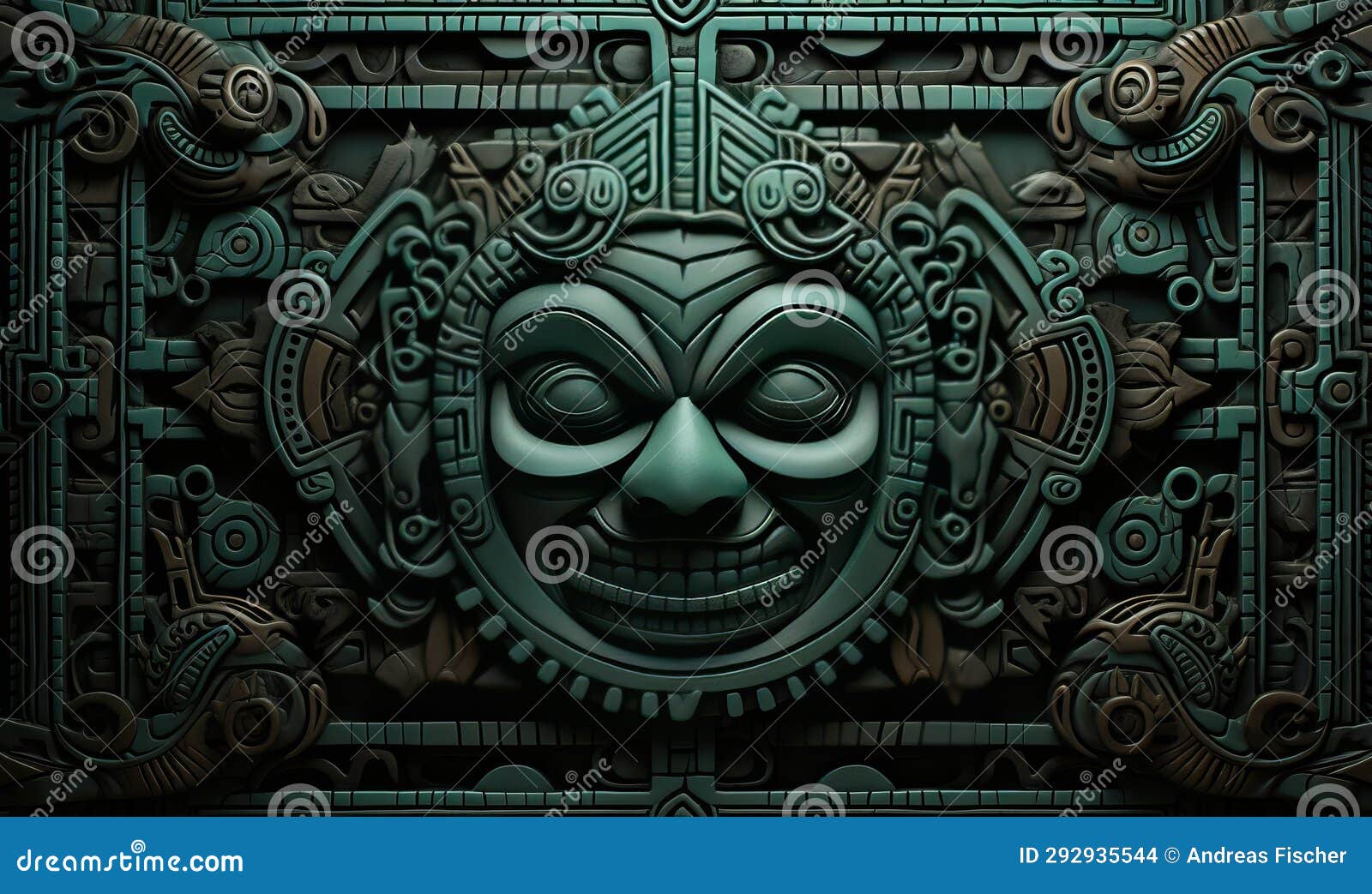 Abstract Dark Green Background in Aztec Style. Stock Photo - Image of ...