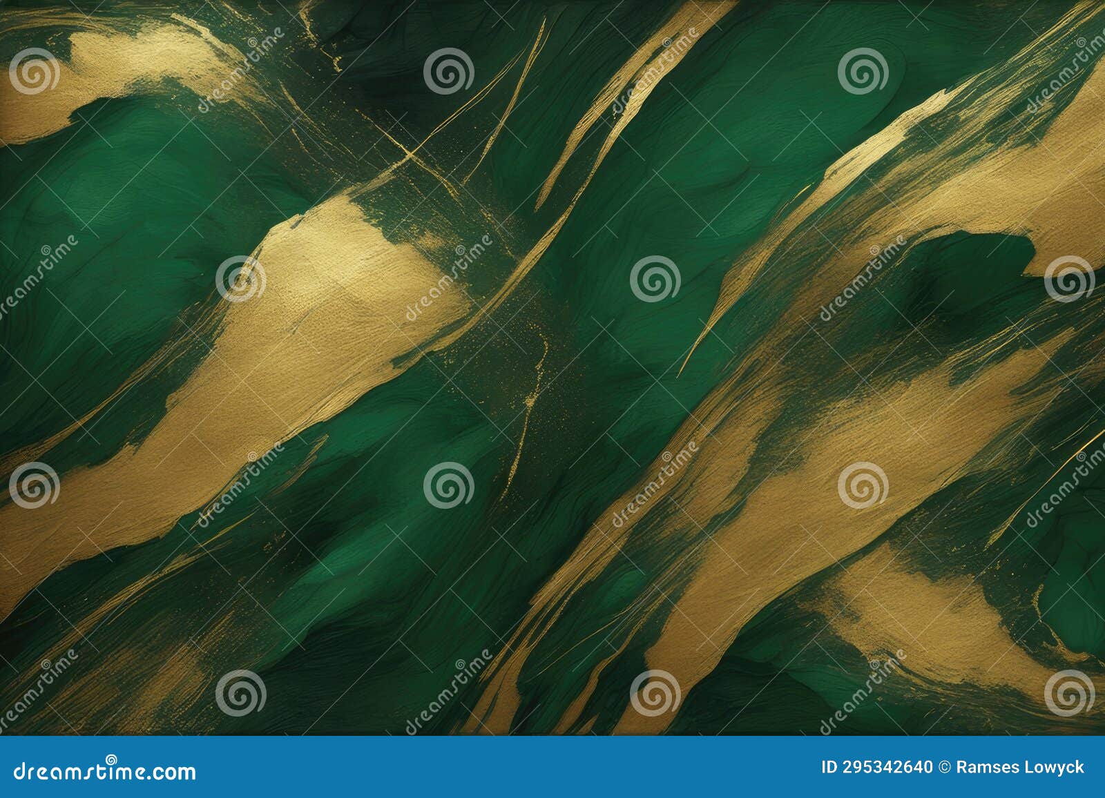 Abstract Dark Green and Gold Painting on Canvas Background Texture ...
